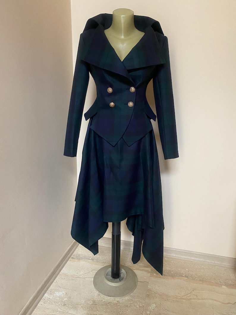 Black Watch Wool Tartan Tailored Suit, Tweed Checked Suit Blazer ...
