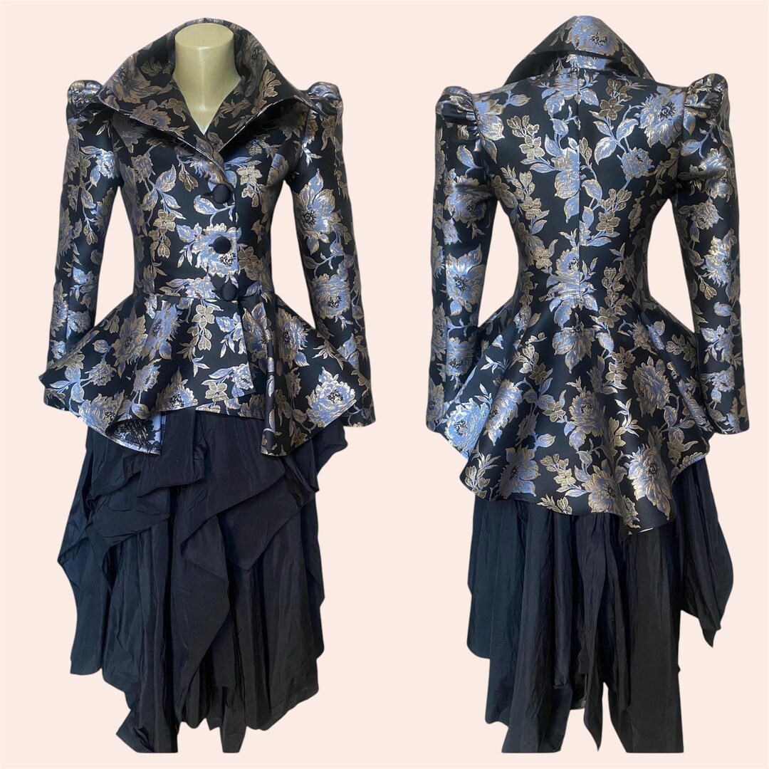 Womens Brocade Tailcoat, Tailcoat Jacket, Steampunk Tailcoat, Victorian Tailcoat, Black Tailcoat ...