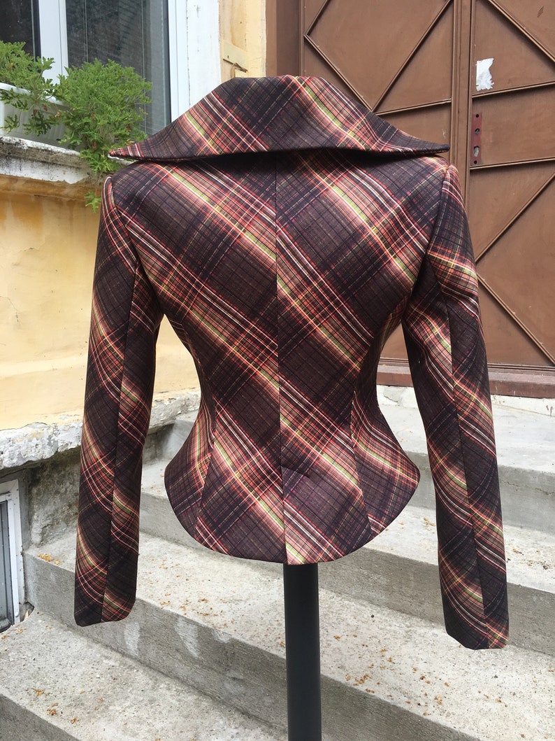 Plaid Womens Jacket, Punk Jacket, Avant Garde Jacket, Wool Blazer ...