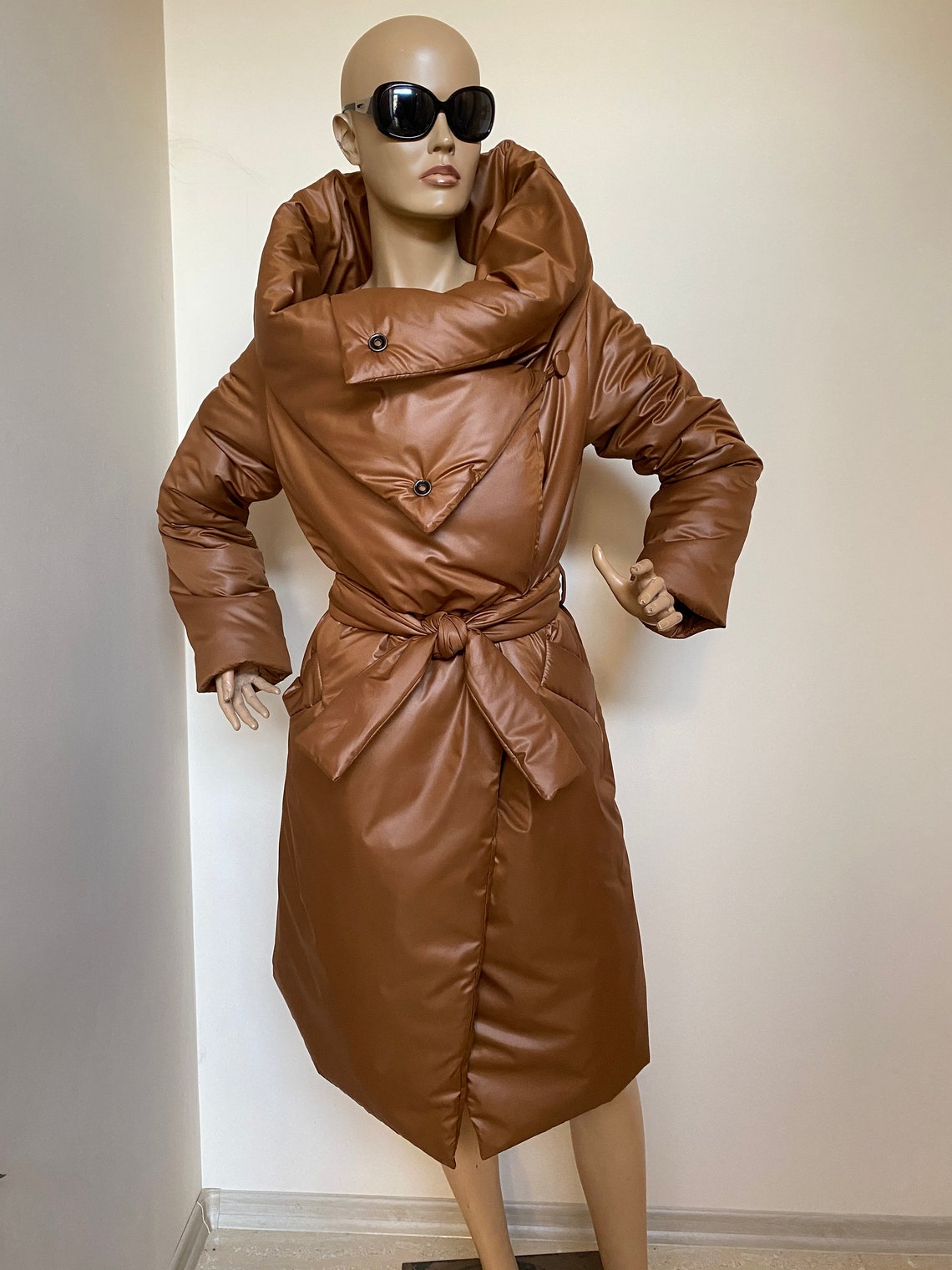 Copper Brown Winter Down Coat Wrapped Puffer Coat Loose - Etsy