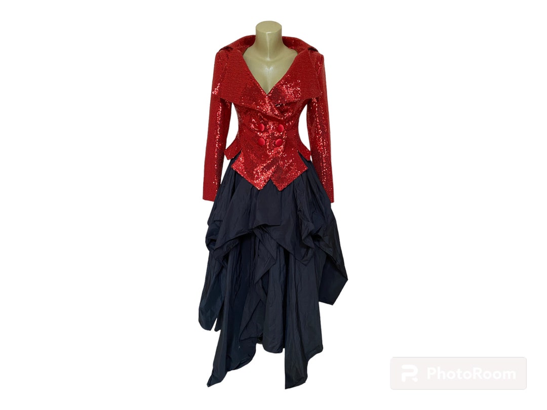 Red Sequin Jacket, Womens Luxury Iridescent Sequined Fitted Formal ...