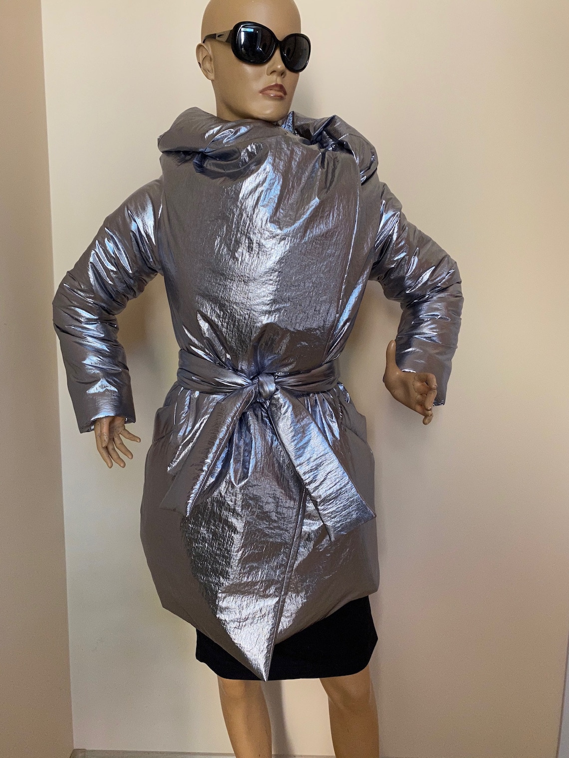Metallic Silver Winter Down Coat Wrapped Puffer Coat Loose | Etsy
