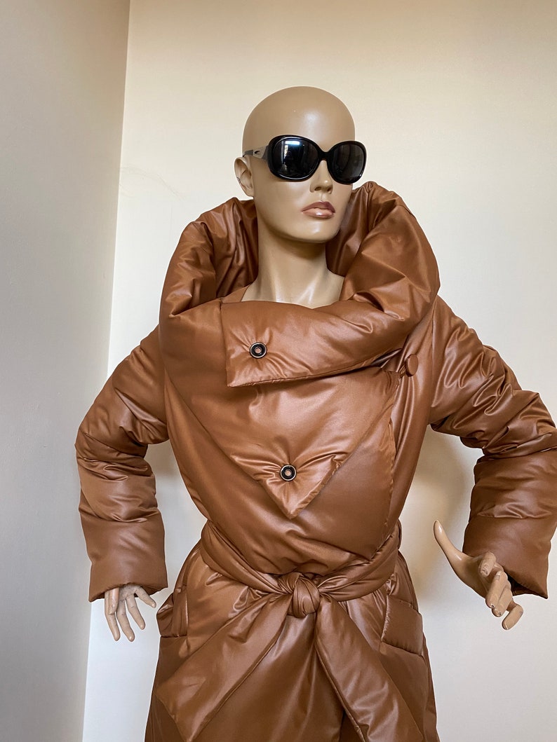 Copper Brown Winter Down Coat Wrapped Puffer Coat Loose | Etsy