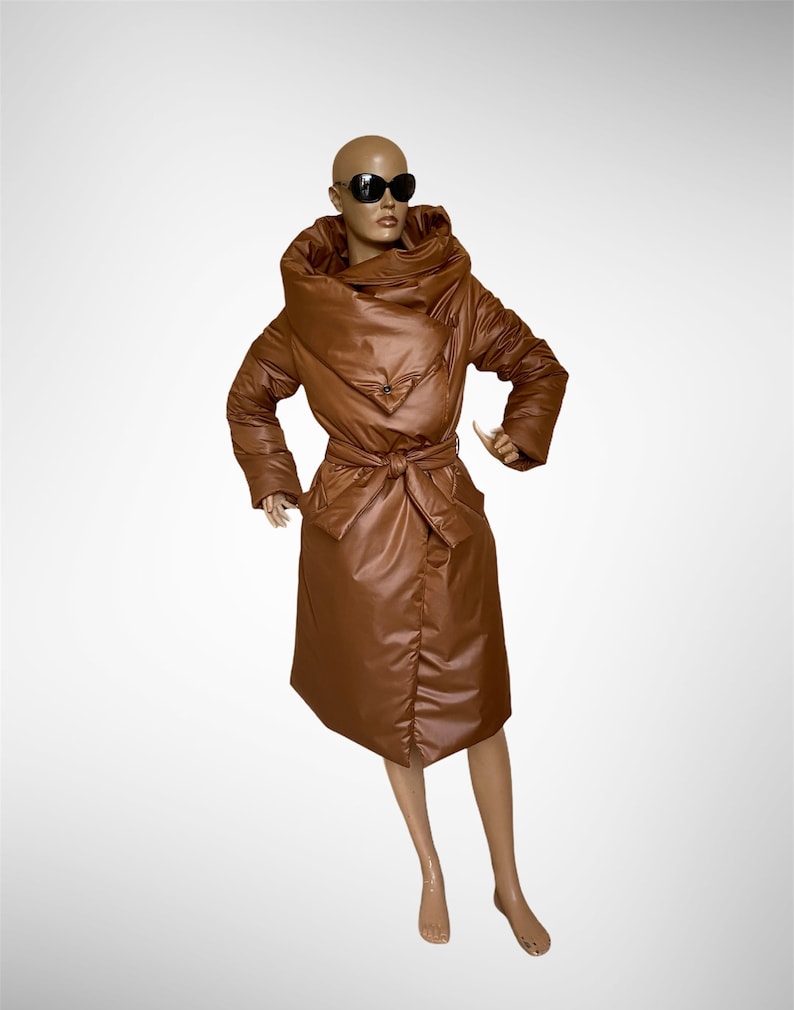 Copper Brown Winter Down Coat Wrapped Puffer Coat Loose | Etsy