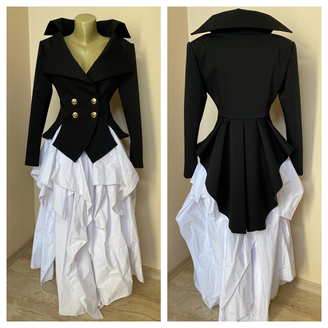 Formal Womens Tailcoat, Tuxedo Tails Women, Black Tailcoat, Steampunk ...