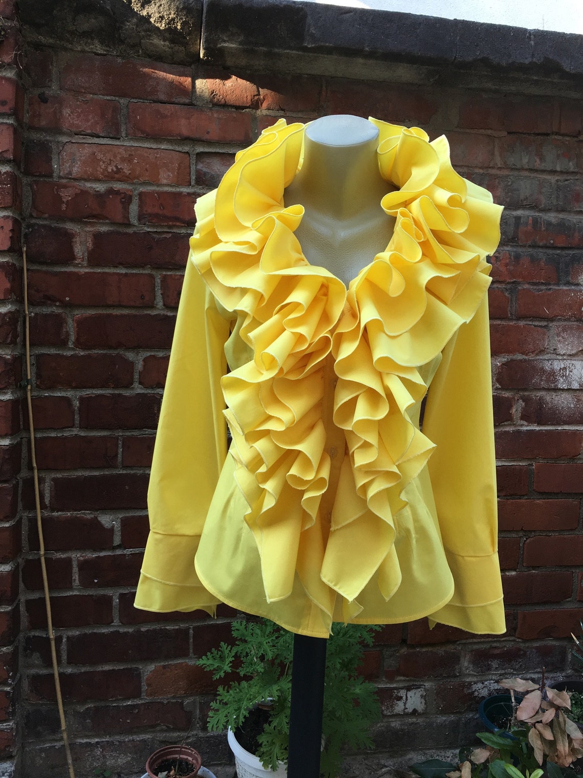 Ruffled Cotton Yellow Shirt/womens White Romantic Blouse/long | Etsy