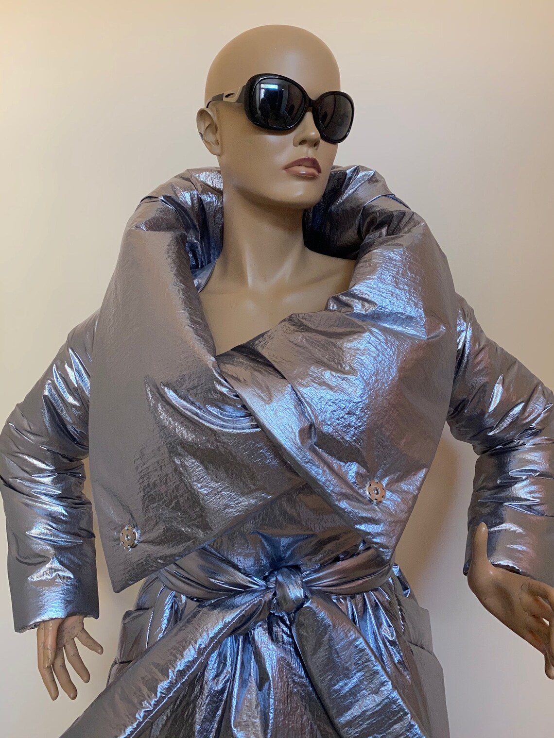 Metallic Silver Winter Down Coat Wrapped Puffer Coat Loose | Etsy