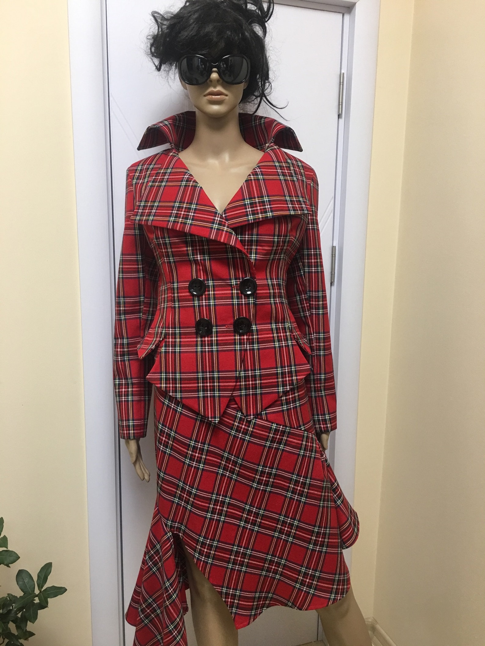 Red Tartan Checked Royal Stewart Tailored Suit /womens Plaid - Etsy