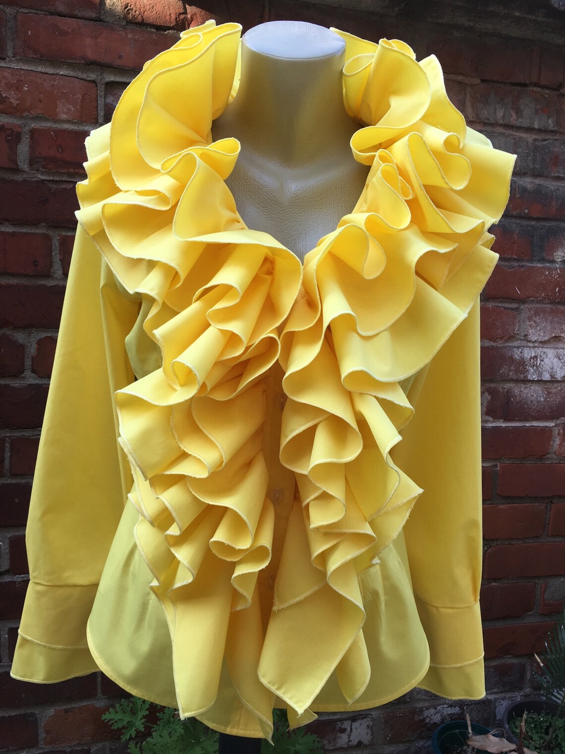Ruffled Cotton Yellow Shirt/womens White Romantic Blouse/long - Etsy