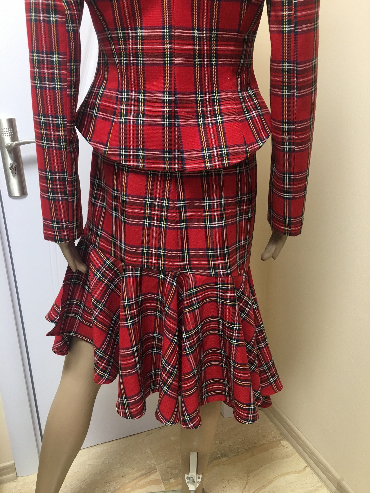 Red Tartan Checked Royal Stewart Tailored Suit /womens Plaid | Etsy