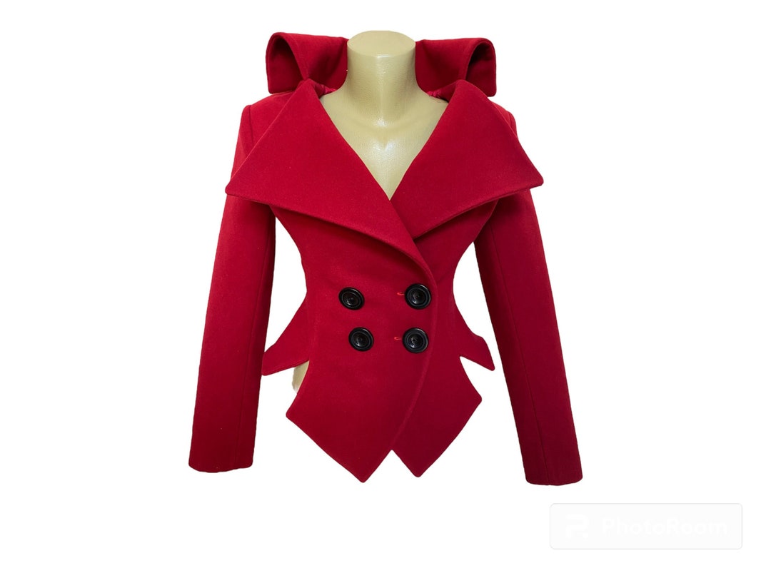 Women Red Blazer,slim Fit Jacket,tailored Red Blazer,asymmetrical Red ...
