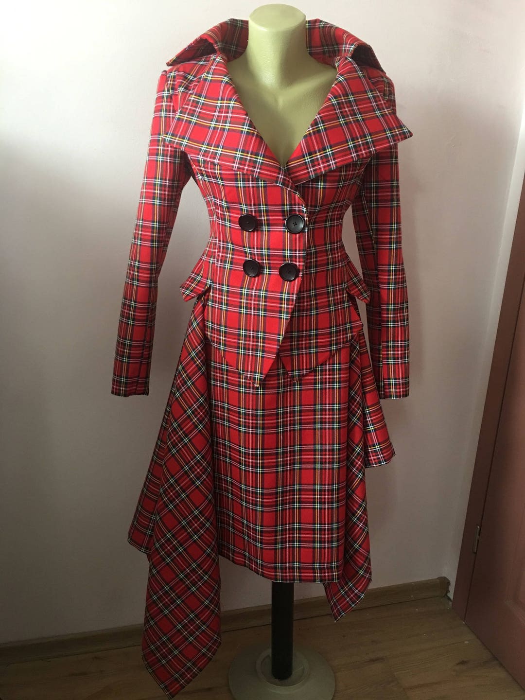Red Tartan Checked Royal Stewart Tailored Suit /womens Plaid - Etsy