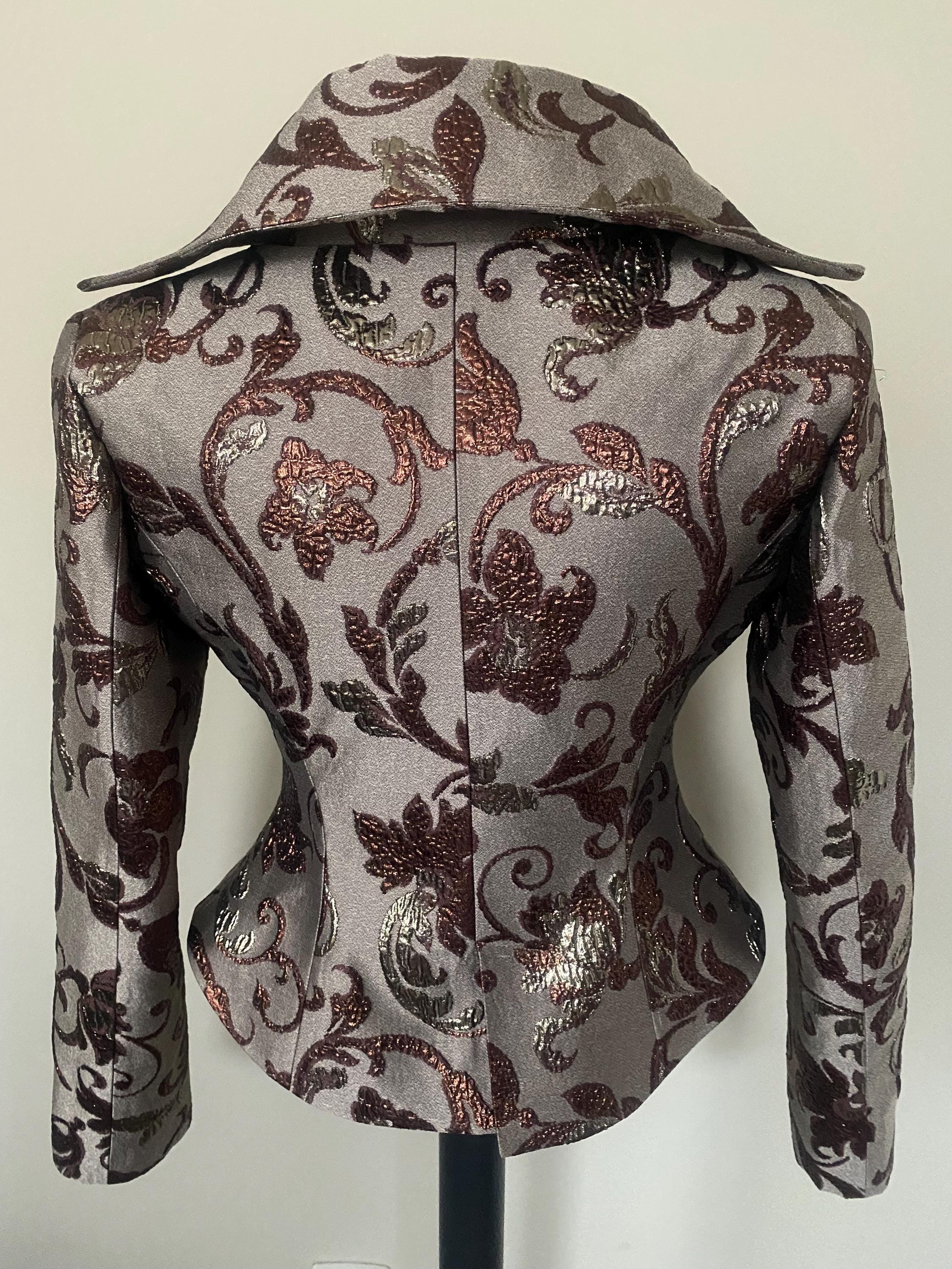 Gold Brocade Blazer: Baroque Floral Jacquard Evening Jacket - Etsy