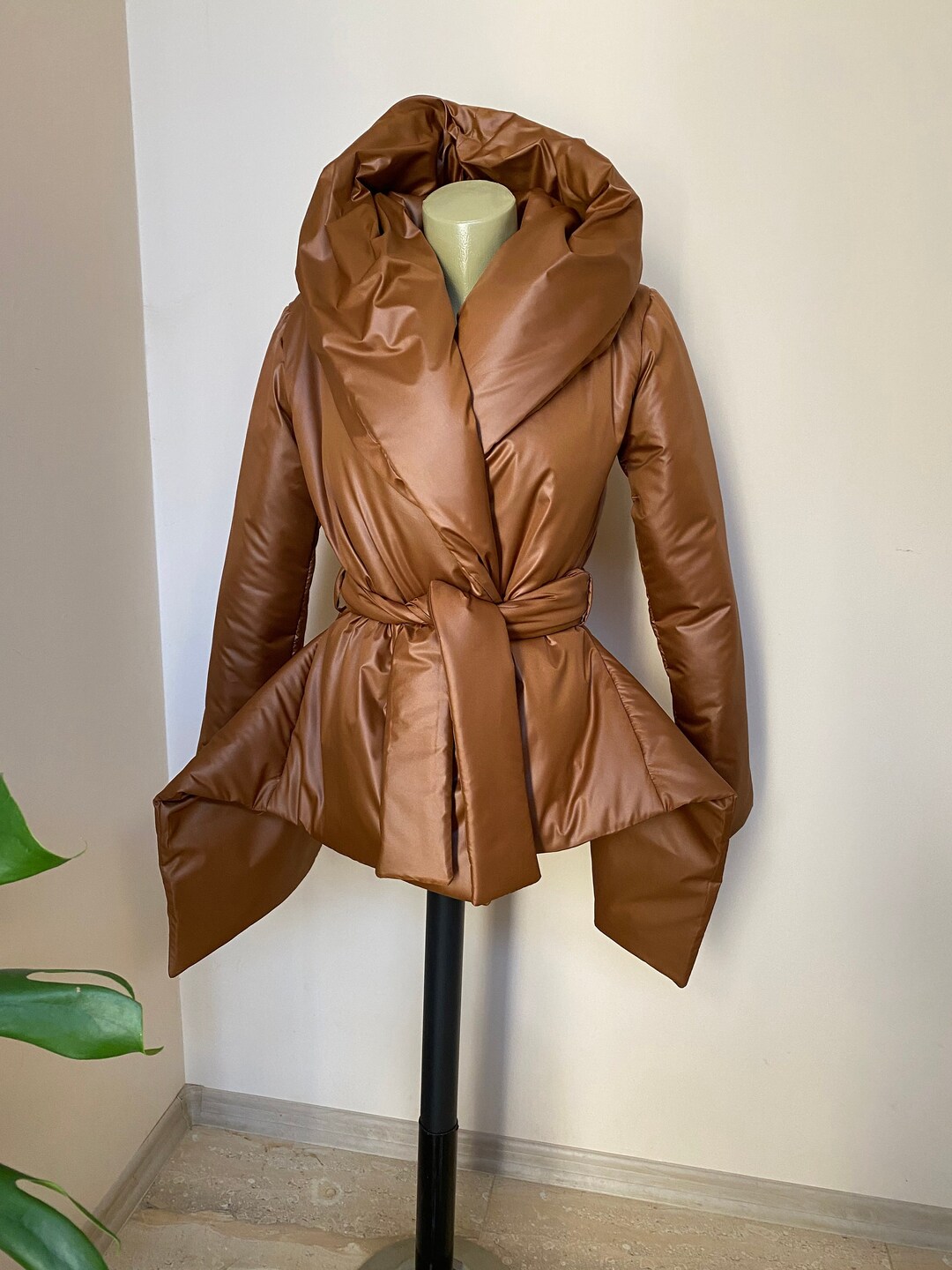 Copper/terracotta Women's Winter Jacket, Down Hooded Coat, Wraped ...