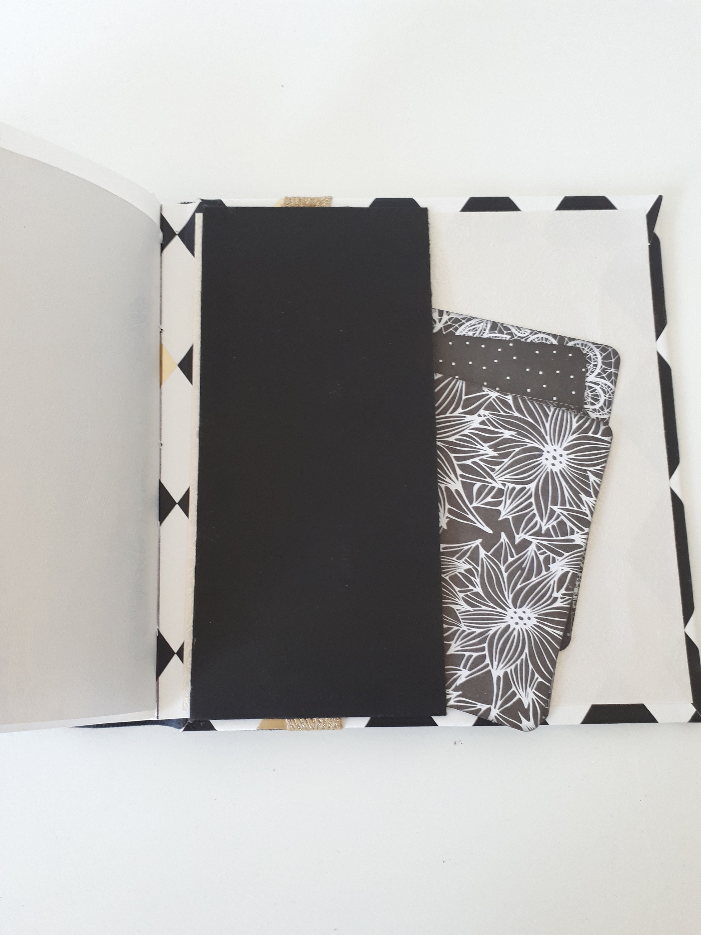 Handmade Black and White Journal with Gold accents Handmade | Etsy