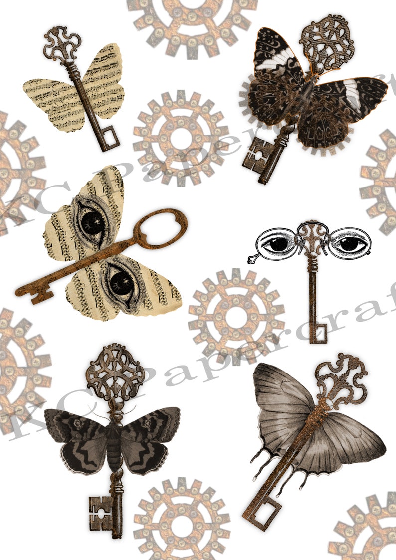Weird Steampunk Keys Junk Journal Ephemera Digital Download - Etsy