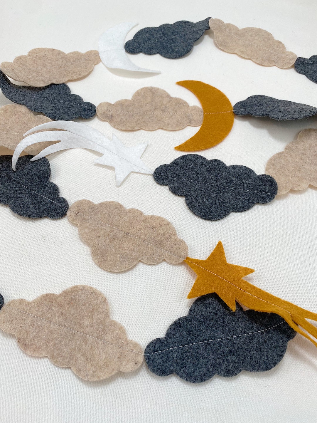 Stormy Sleep Time Felt Garland, Starry Night Sky Nursery Decorations ...