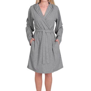 Spa Style Women Waffle Knit Hooded Short Robe Travel Robe Plus Size ...