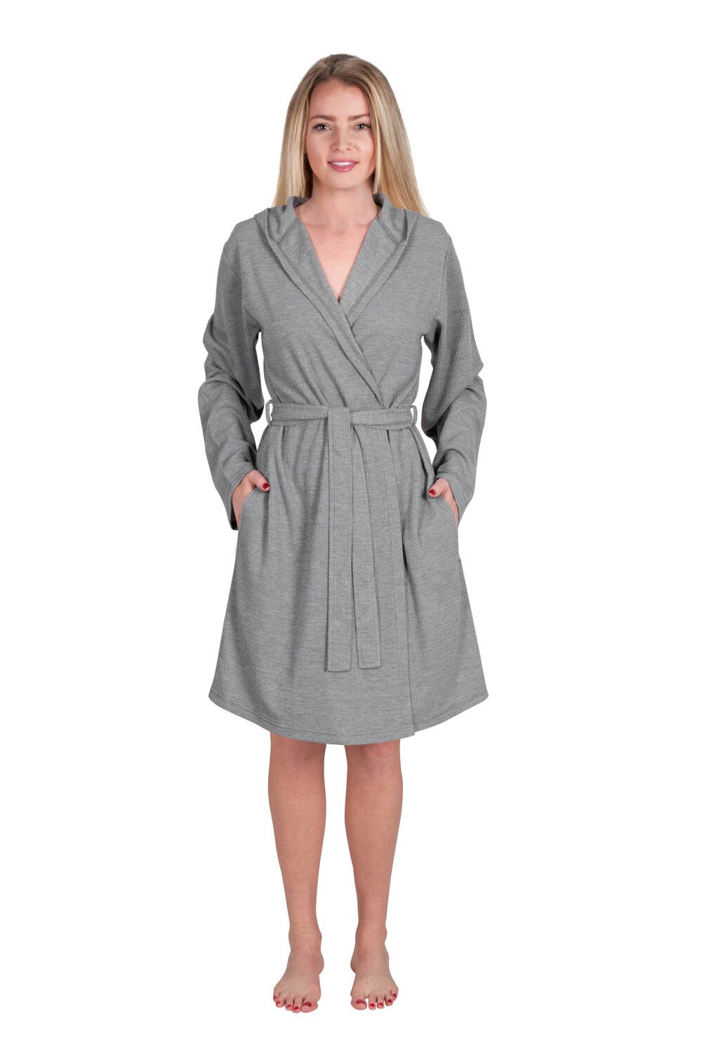 Spa Style Women Waffle Knit Hooded Short Robe Travel Robe Plus | Etsy