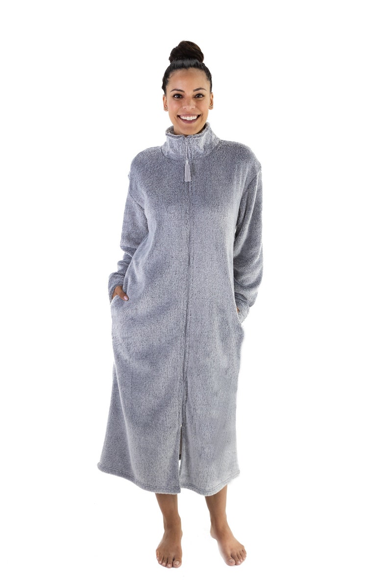 Super Plush Front Zipper Soft Robe Zipper Bathrobe Dressing Gown - Etsy