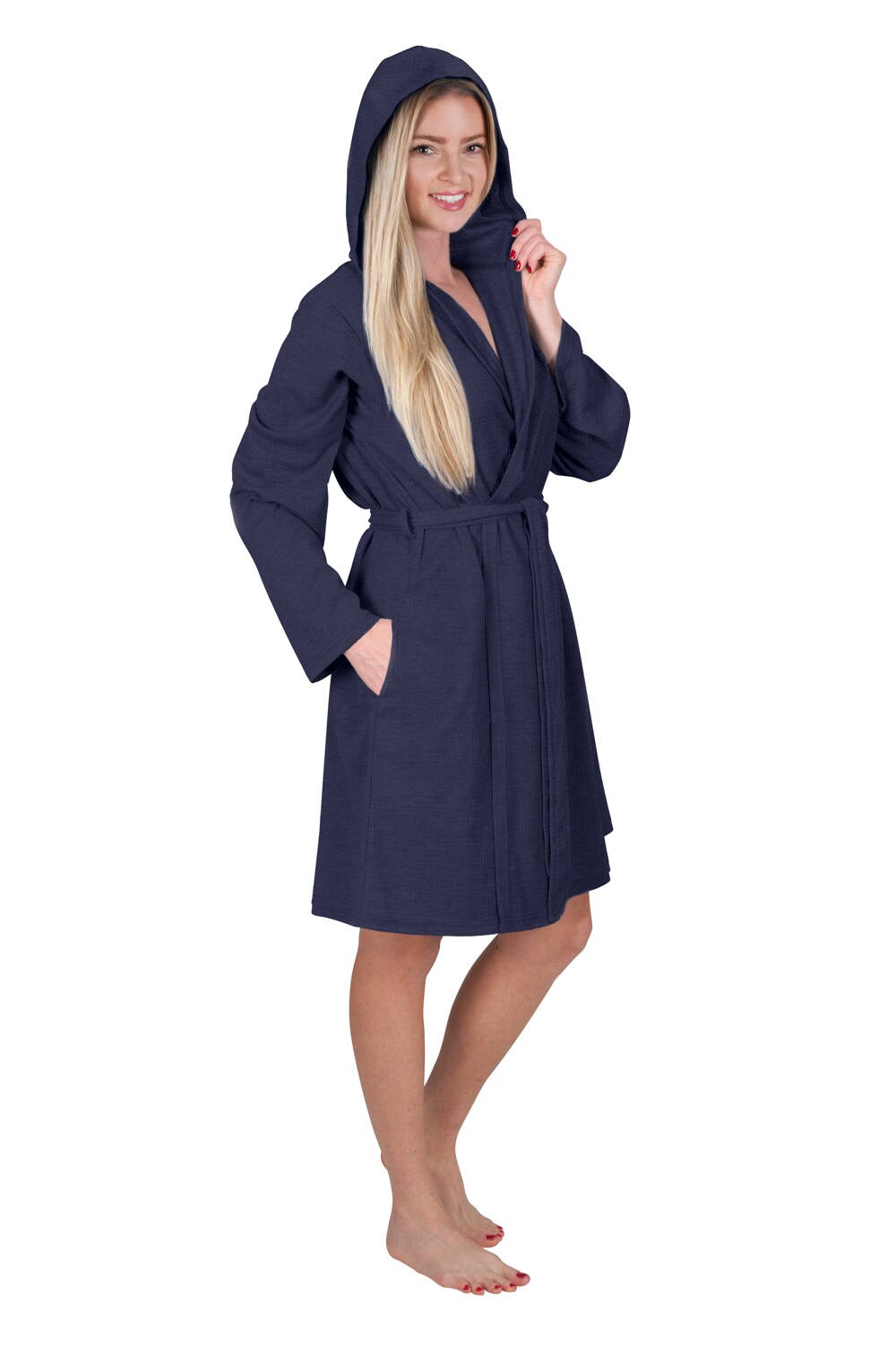 Spa Style Women Waffle Knit Hooded Short Robe Travel Robe Plus | Etsy