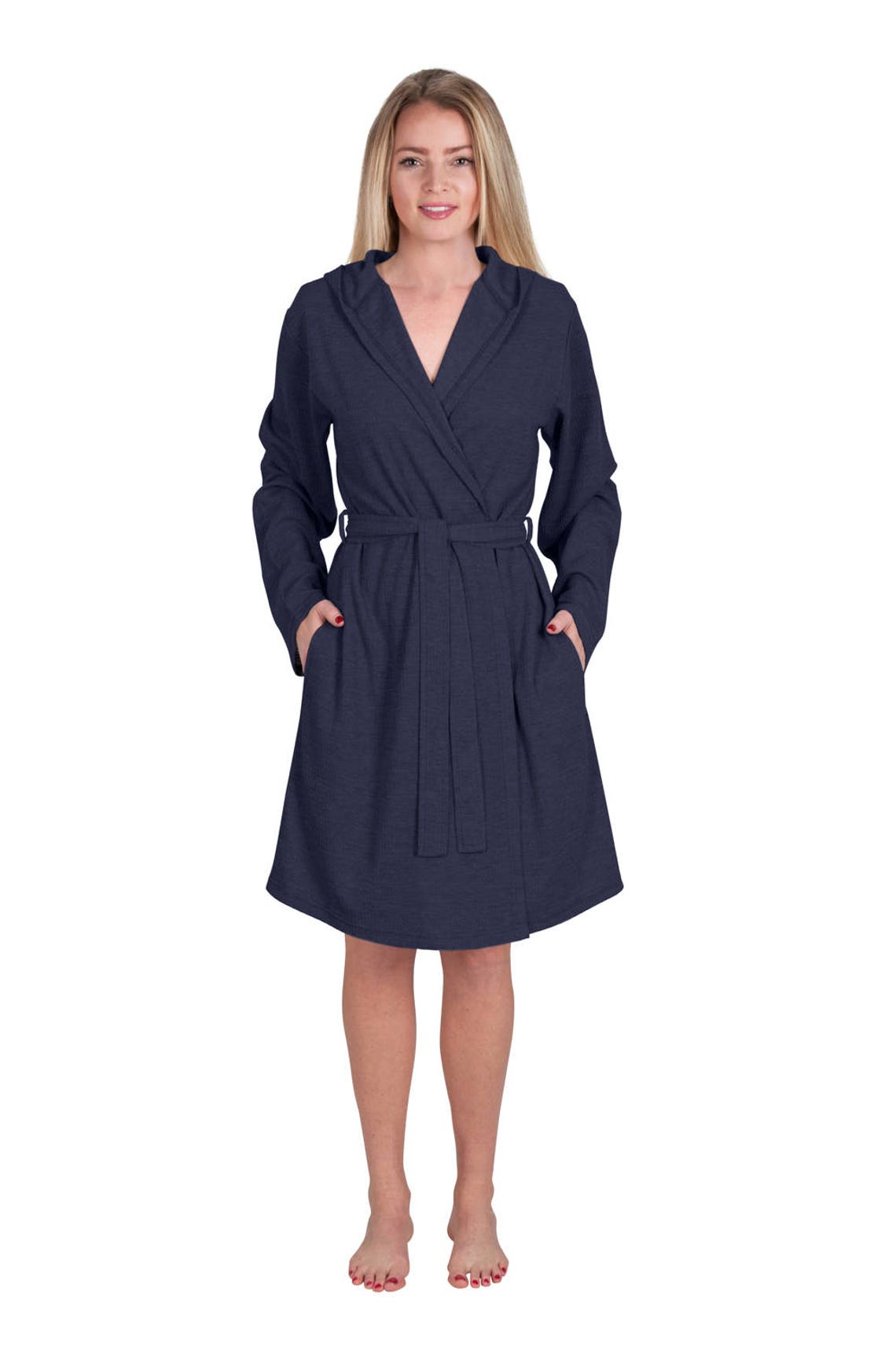 Spa Style Women Waffle Knit Short Hoodie Robe Travel Robe Plus | Etsy