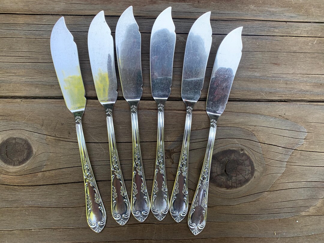 Vintage Set of Six Silverplated Fish / Appetizer / Pâté Knives ...