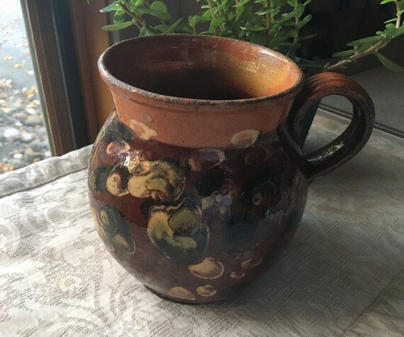 Vintage Farmhouse French Country Redware Jaspe Swirl | Etsy