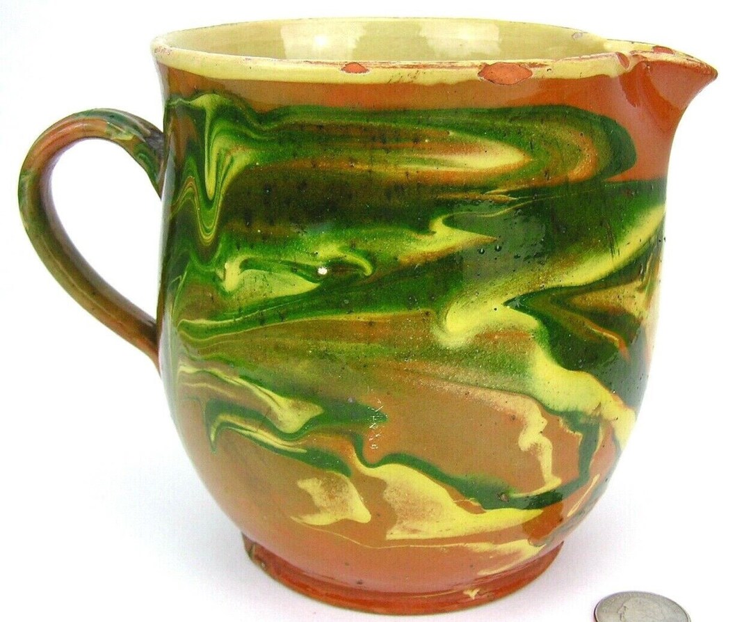Sale Vintage French Country Farmhouse Redware Jaspe Swirl Marbleized ...