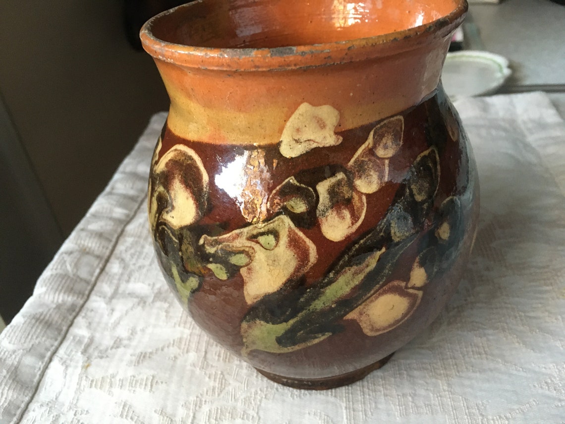 Vintage Farmhouse French Country Redware Jaspe Swirl | Etsy