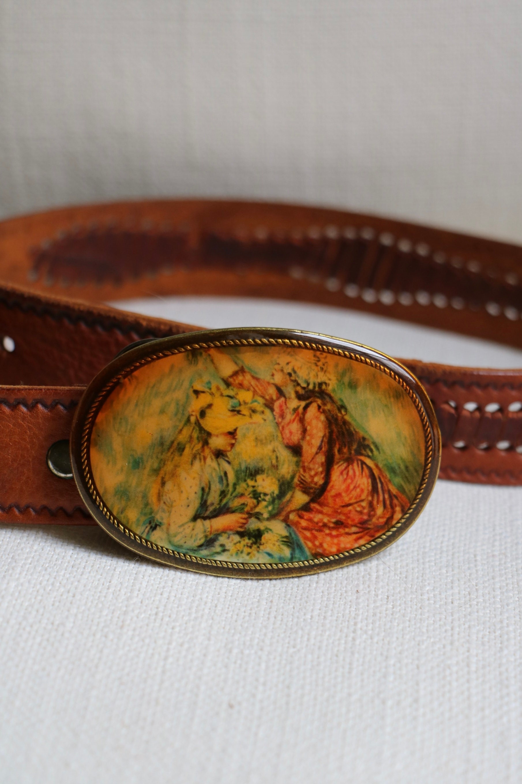 Vintage Renoir Painting Belt Buckle Hippie Prairie Cottage Core - Etsy