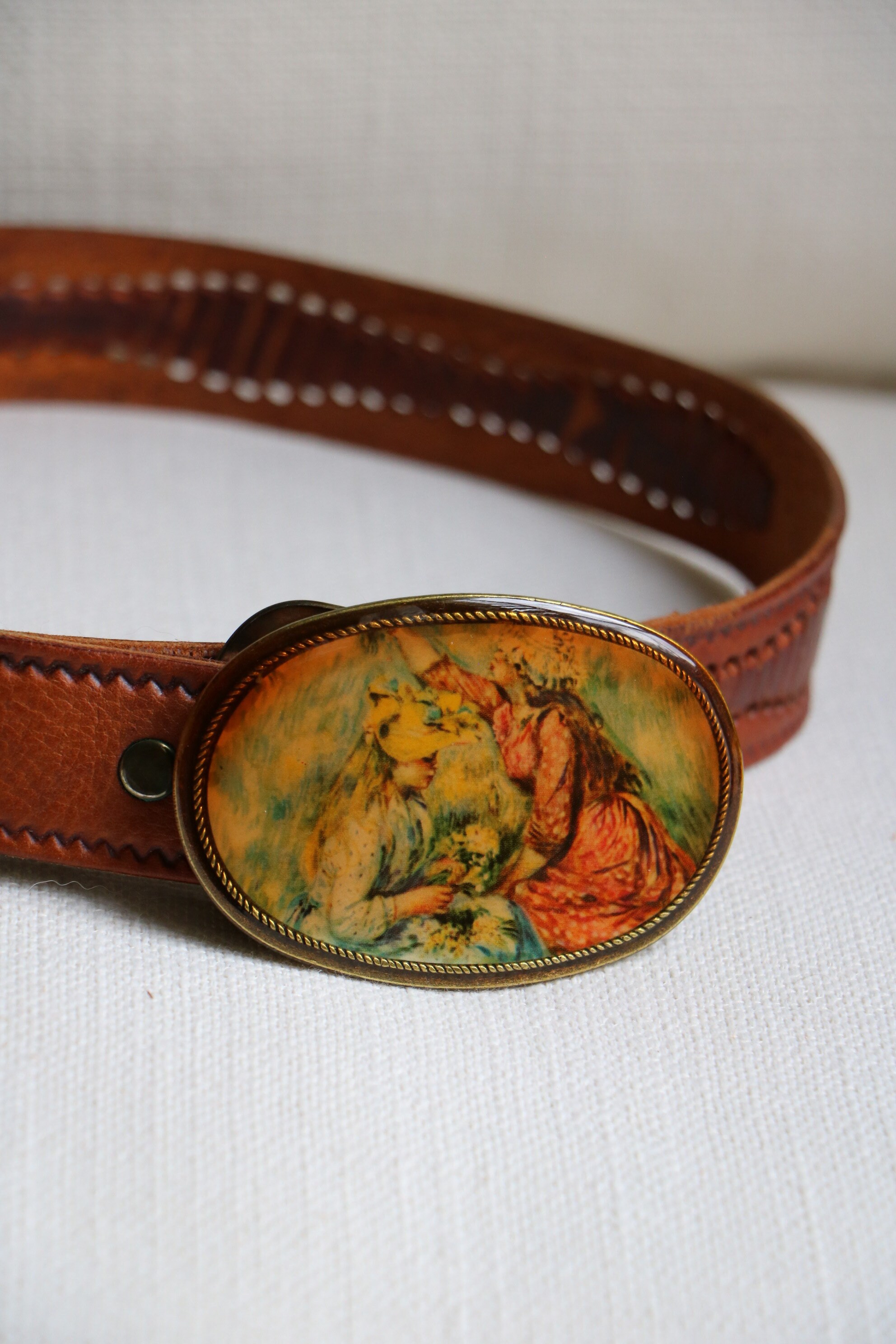 Vintage Renoir Painting Belt Buckle Hippie Prairie Cottage Core - Etsy