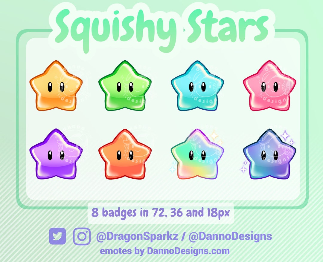 Squishy Stars (with Eyes) Subscriber Badges for Twitch & Streaming ...