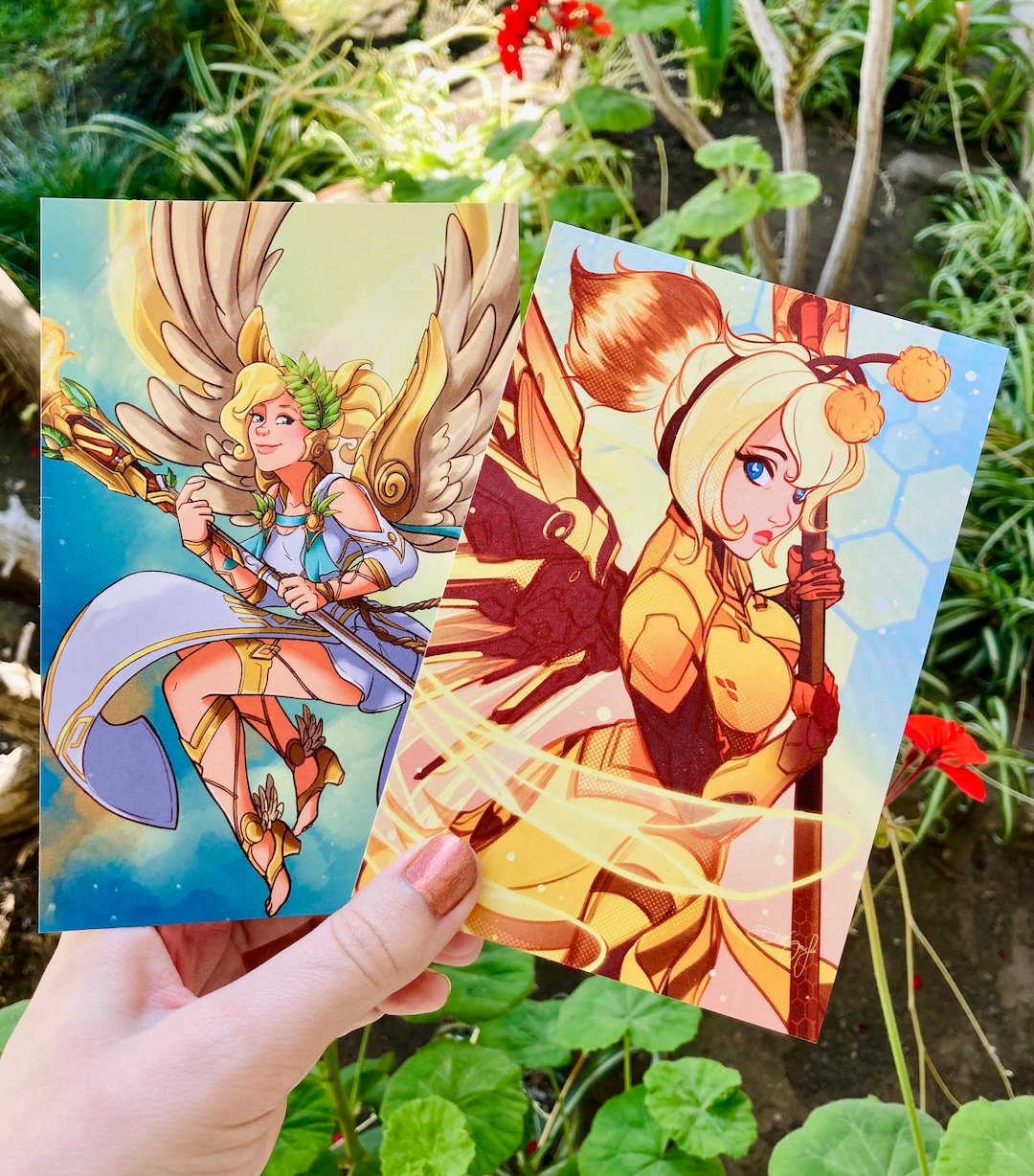 Overwatch Mercy, Winged Victory + Bumblebee (postcard, Mini Print) 4" X ...