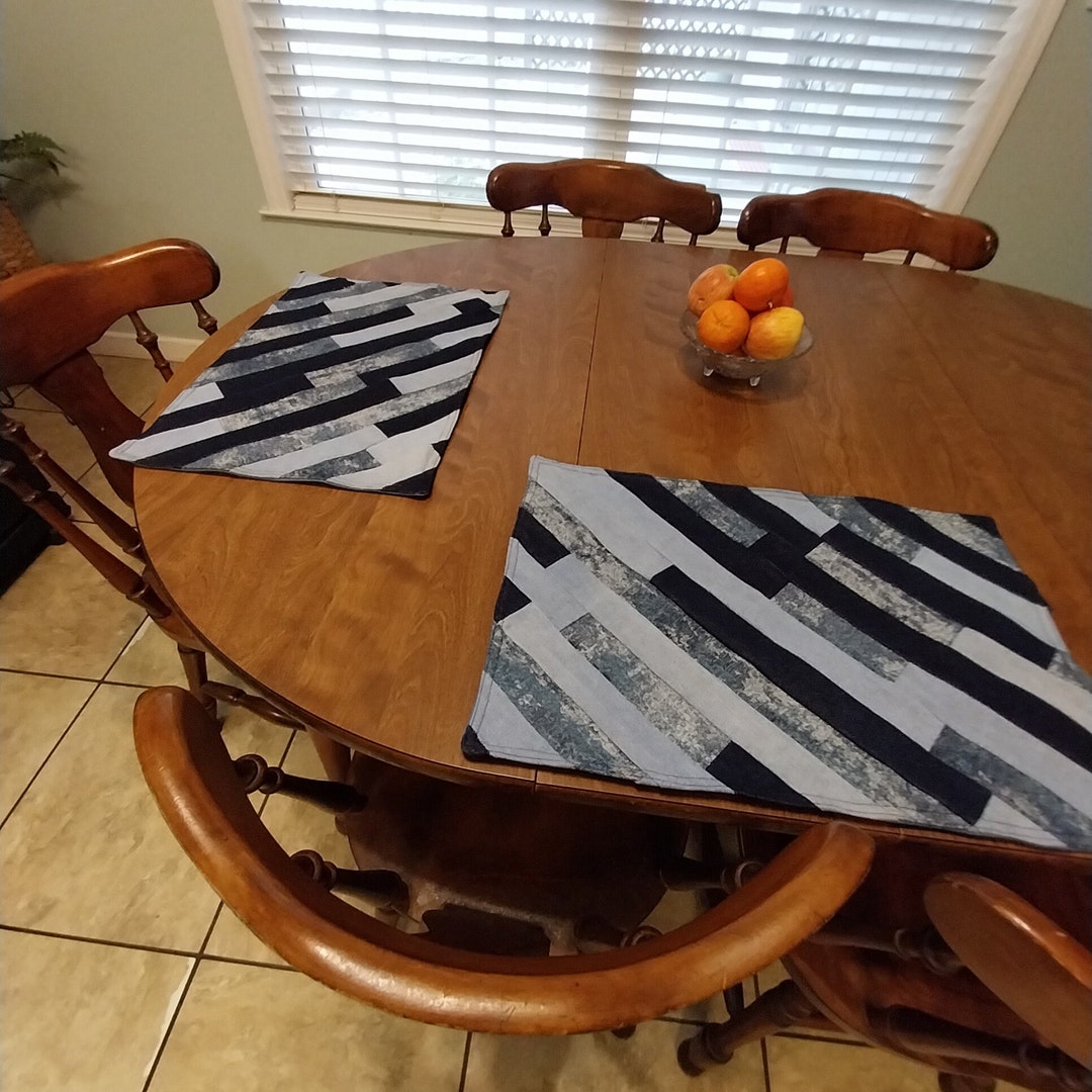 Handmade Blue Denim Placemats, Set of 2 Table Mats, Place Mats, Dining ...