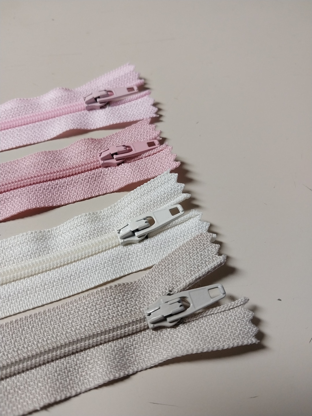 7" Ykk, Closed End Zippers,cream, Tan, Light Pi - Etsy