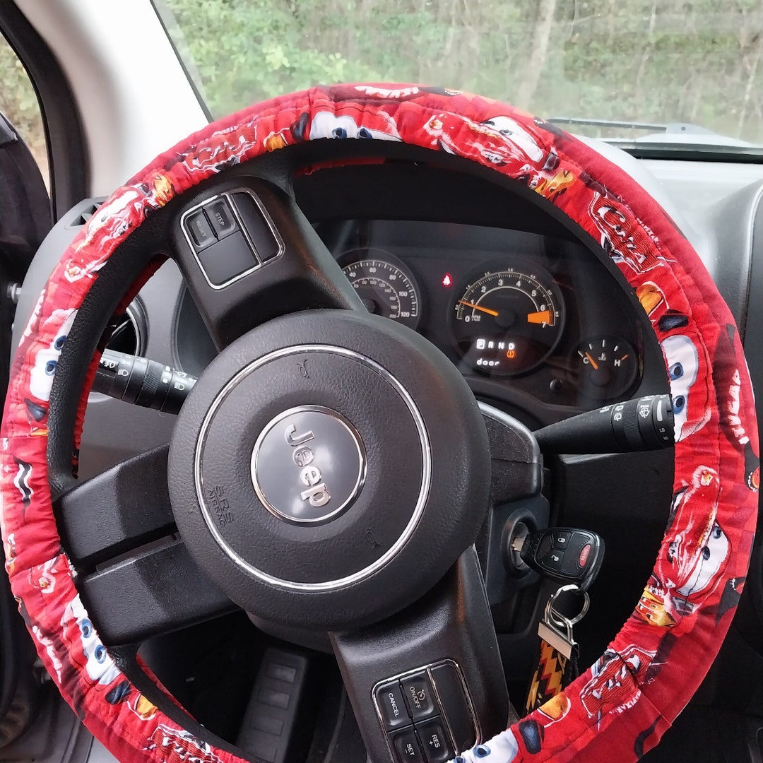 Lightning Mcqueen Steering Wheel Cover: Red Cars Design (14-15 Inch) - Etsy