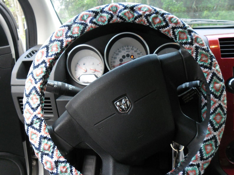 Aztec Teal Black Coralgray and White Steering Wheel Cover - Etsy