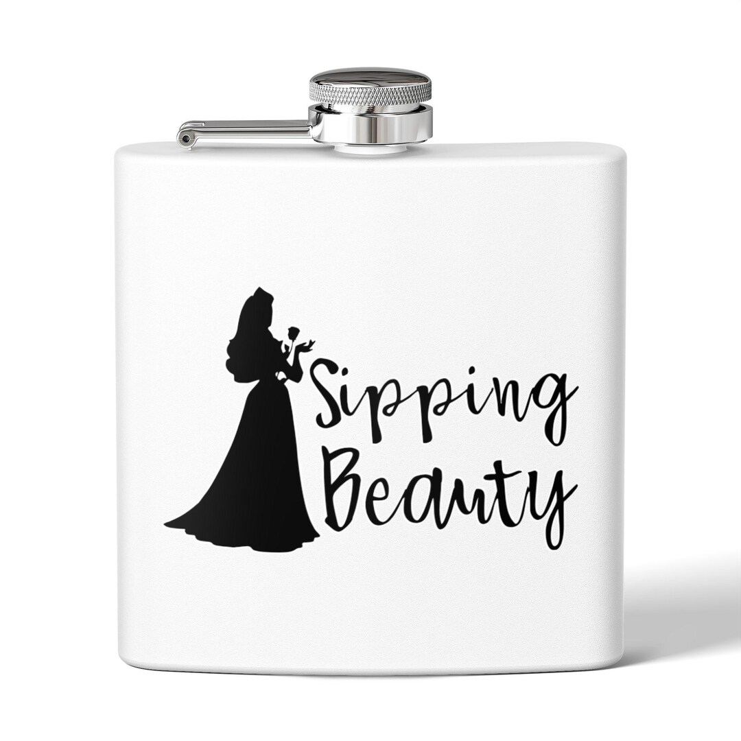 Sipping Beauty Stainless Steel Flask, Fun Gift for Disney Fans, 6oz ...