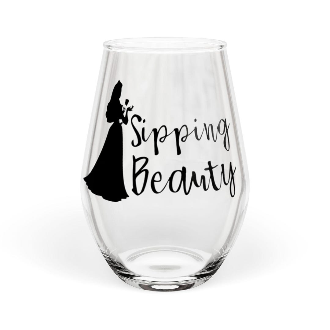 Stemless Disney Princess Wine Glass - Sipping Beauty - Perfect Gift for ...