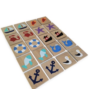 Memory Game OCEAN Memory Game Make a Match Game Matching Game Wooden ...