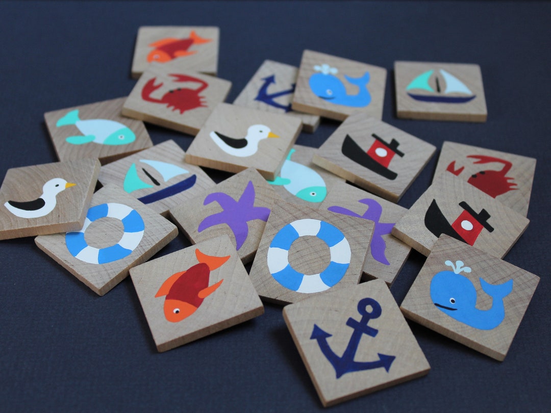 Memory Game OCEAN Memory Game Make a Match Game Matching Game Wooden ...