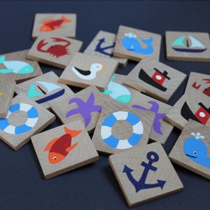 Memory Game OCEAN Memory Game Make a Match Game Matching Game Wooden ...