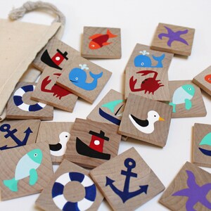 Memory Game OCEAN Memory Game Make a Match Game Matching Game Wooden ...
