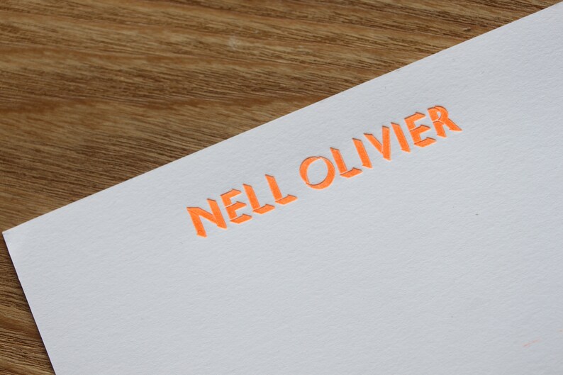 Fluorescent Personalised Note Cards Letterpress Printed Neon - Etsy UK