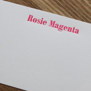 Fluorescent Personalised Note Cards - Letterpress Printed Neon Pink or ...