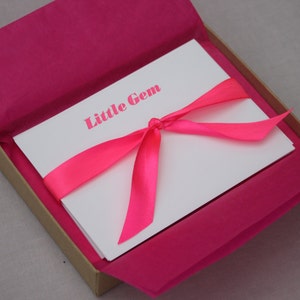 Fluorescent Personalised Note Cards - Letterpress Printed Neon Pink or ...