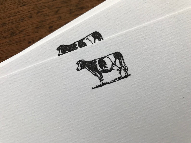 Cow Note Cards Letterpress Printed Stationery Set Hand - Etsy