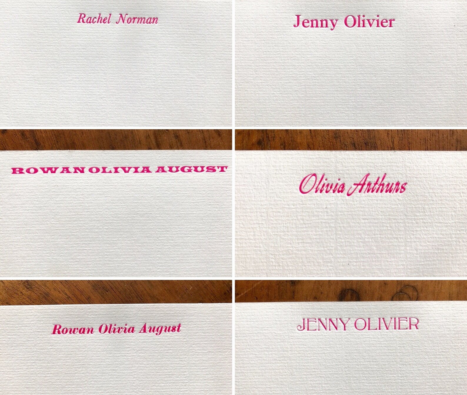 Fluorescent Personalised Note Cards - Letterpress Printed Neon Pink or ...