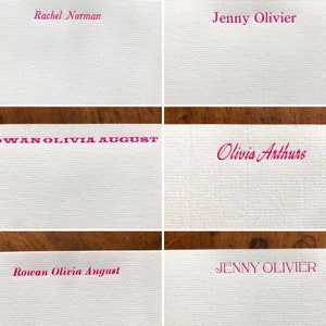 Fluorescent Personalised Note Cards - Letterpress Printed Neon Pink or ...